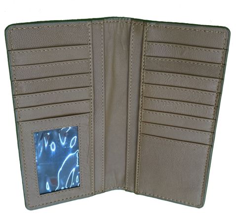 Shiloh Stables and Tack: This long bi-fold two-tone leather wallet has ...